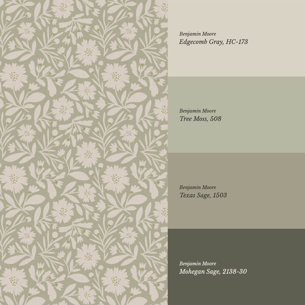 Eleanore Tossed Blooms Sage Wallpaper – Bloom & Wall