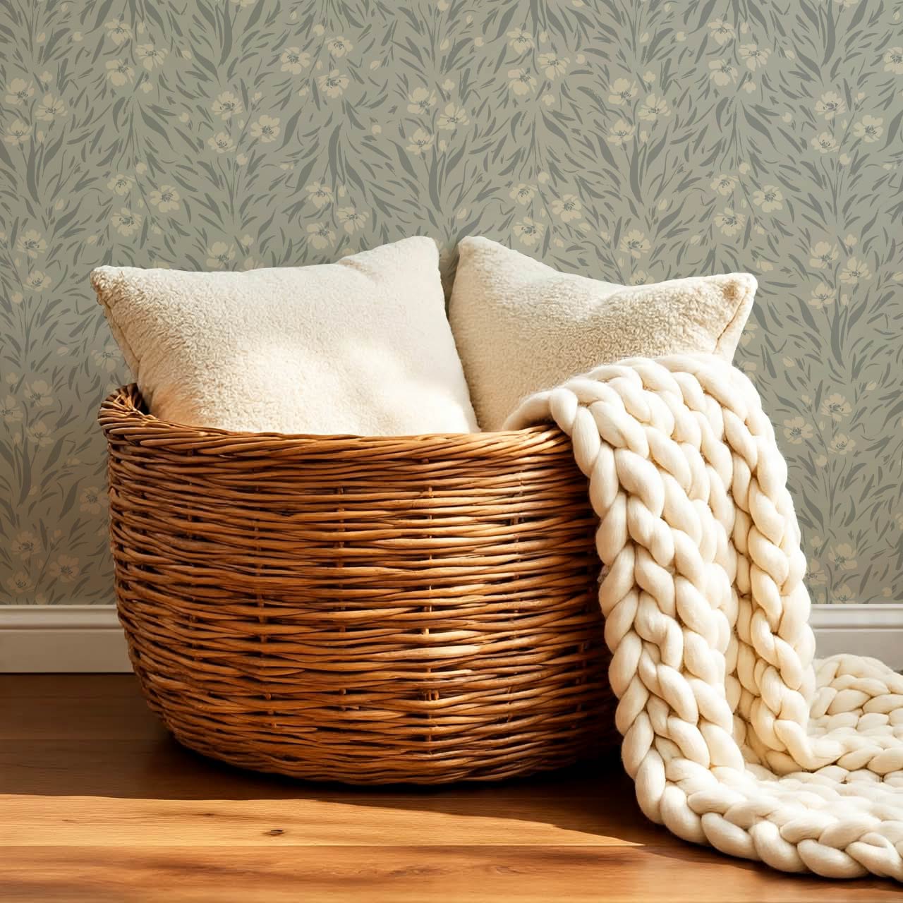 Flora Botanical Dove Gray Wallpaper – Bloom & Wall