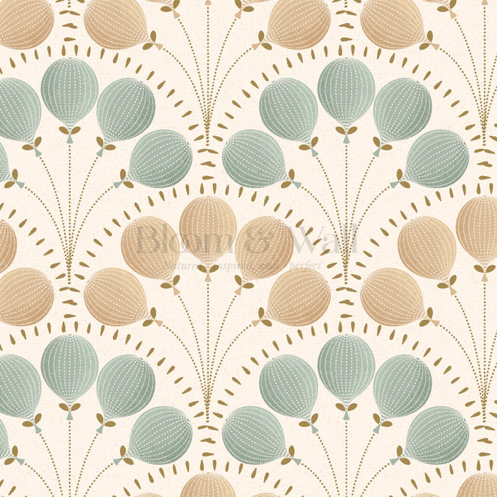 Lilly Balloons Sage Beige Wallpaper – Bloom & Wall
