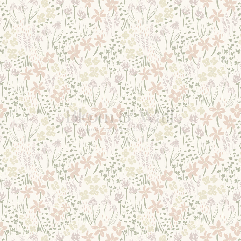 Londyn Floating Meadows Pink Oat Wallpaper – Bloom & Wall