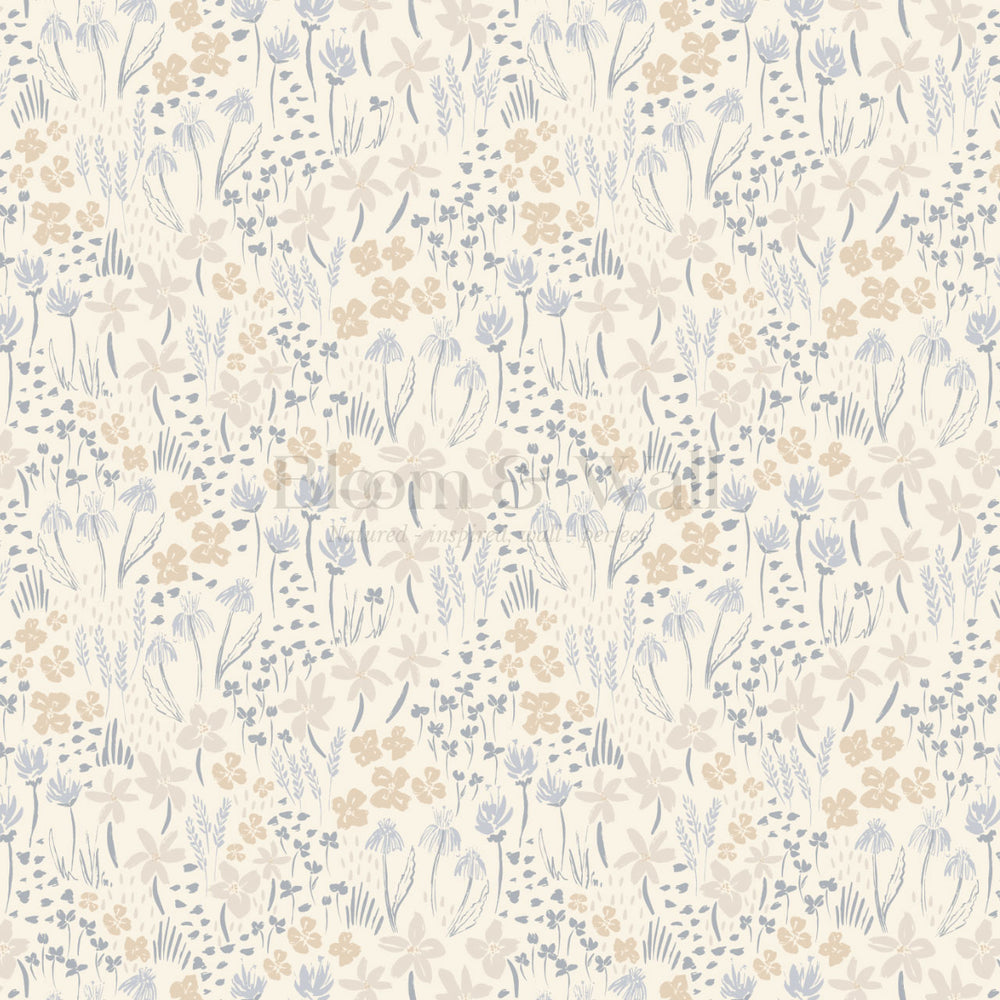 Londyn Floating Meadows Oat Blue Wallpaper – Bloom & Wall