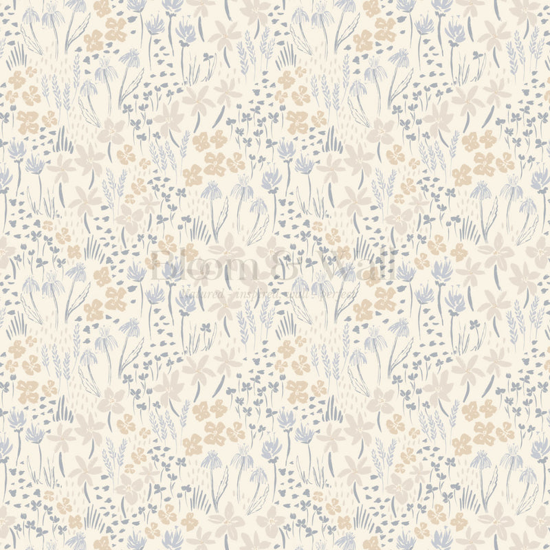 Londyn Floating Meadows Oat Blue Wallpaper – Bloom & Wall
