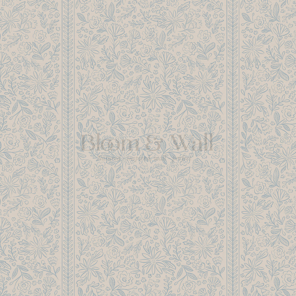 Marion Romantic Vertical Misty Blue Vines Wallpaper – Bloom & Wall