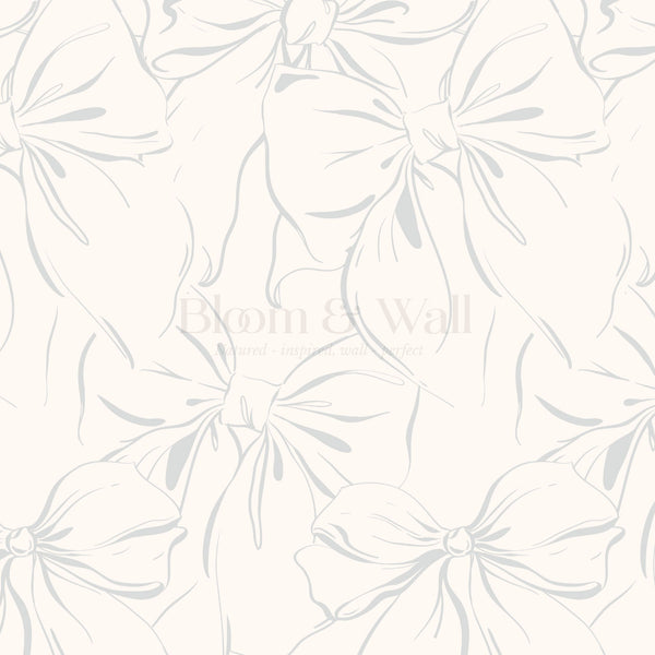Nevaeh Large Bows Cream Dove Gray Wallpaper – Bloom & Wall