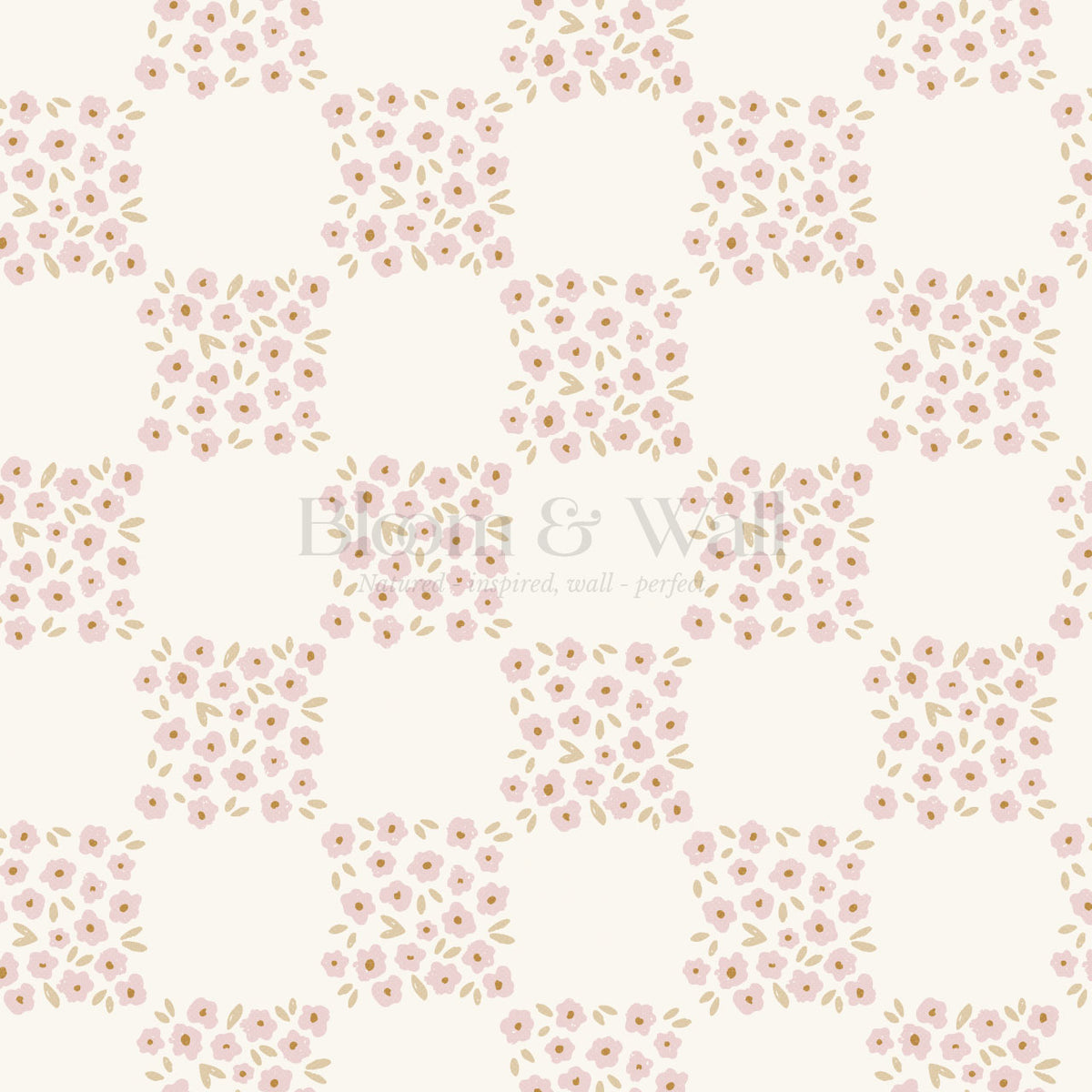 Rosalie Floral Checkerboard Soft Pink Wallpaper – Bloom & Wall